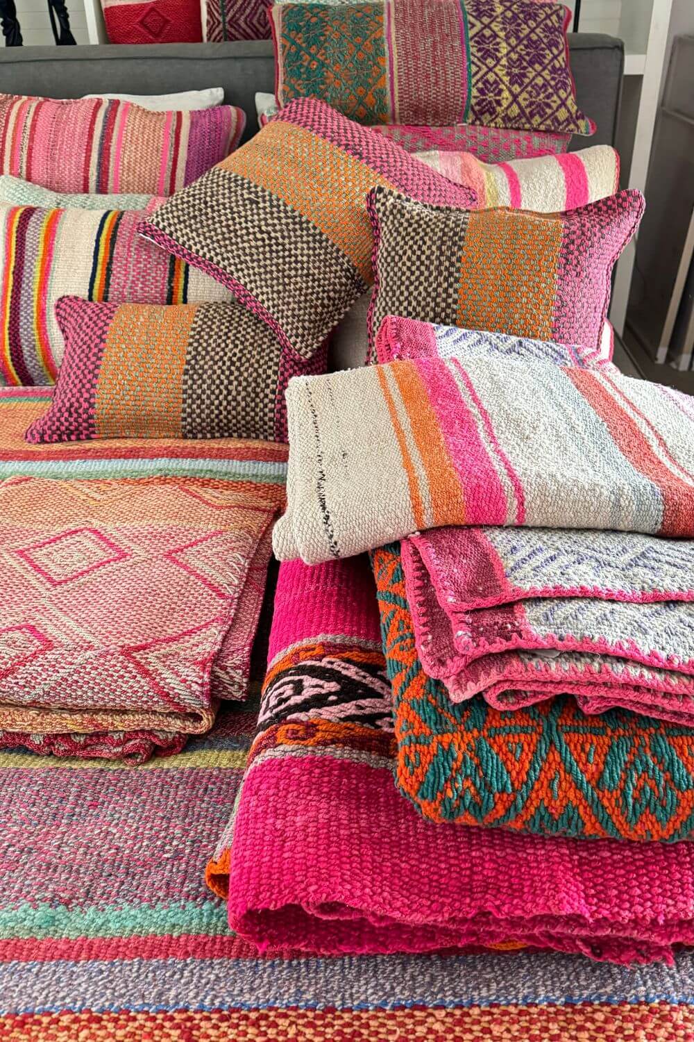 Bohemian Wool Throws, Rugs & Textiles | Orange Inca