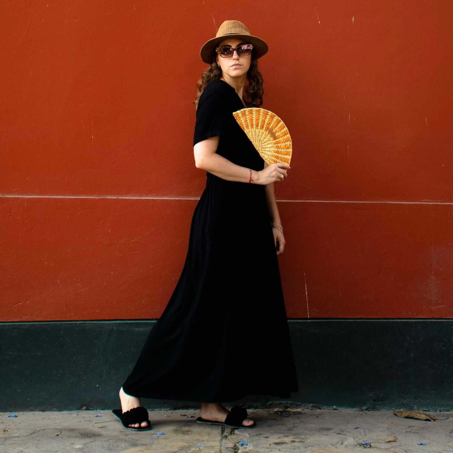 Flamenco Classic Clutch | Handwoven Reed Artisan Clutch | Orange Inca