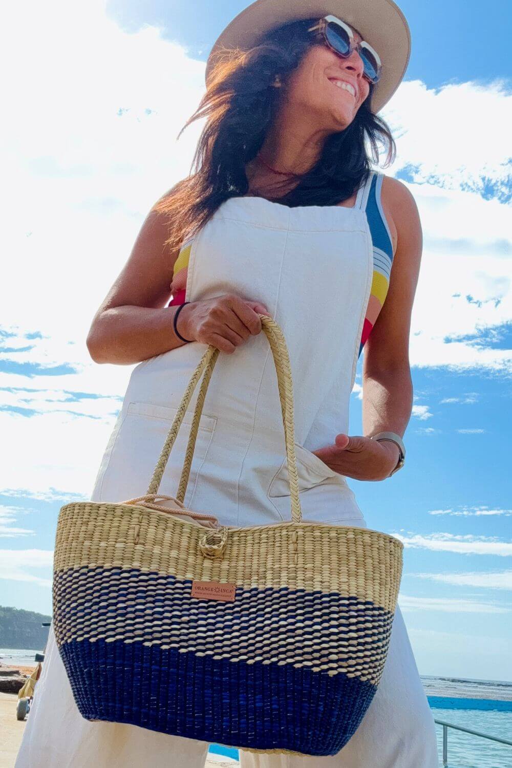 Señorita Tote Bag | Handwoven Reed Tote with Top Cotton Lining & Drawstring