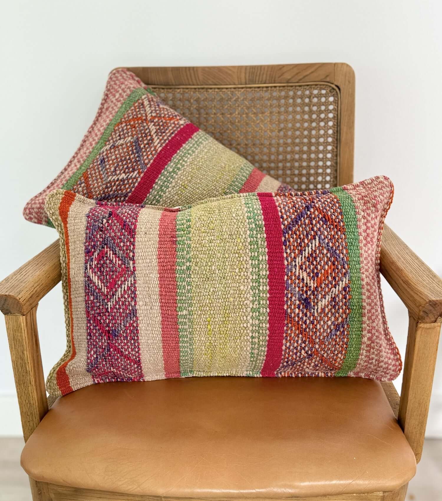 Peruvian Handmade Wool Cushion - Frazada Pattern 14 | Orange Inca