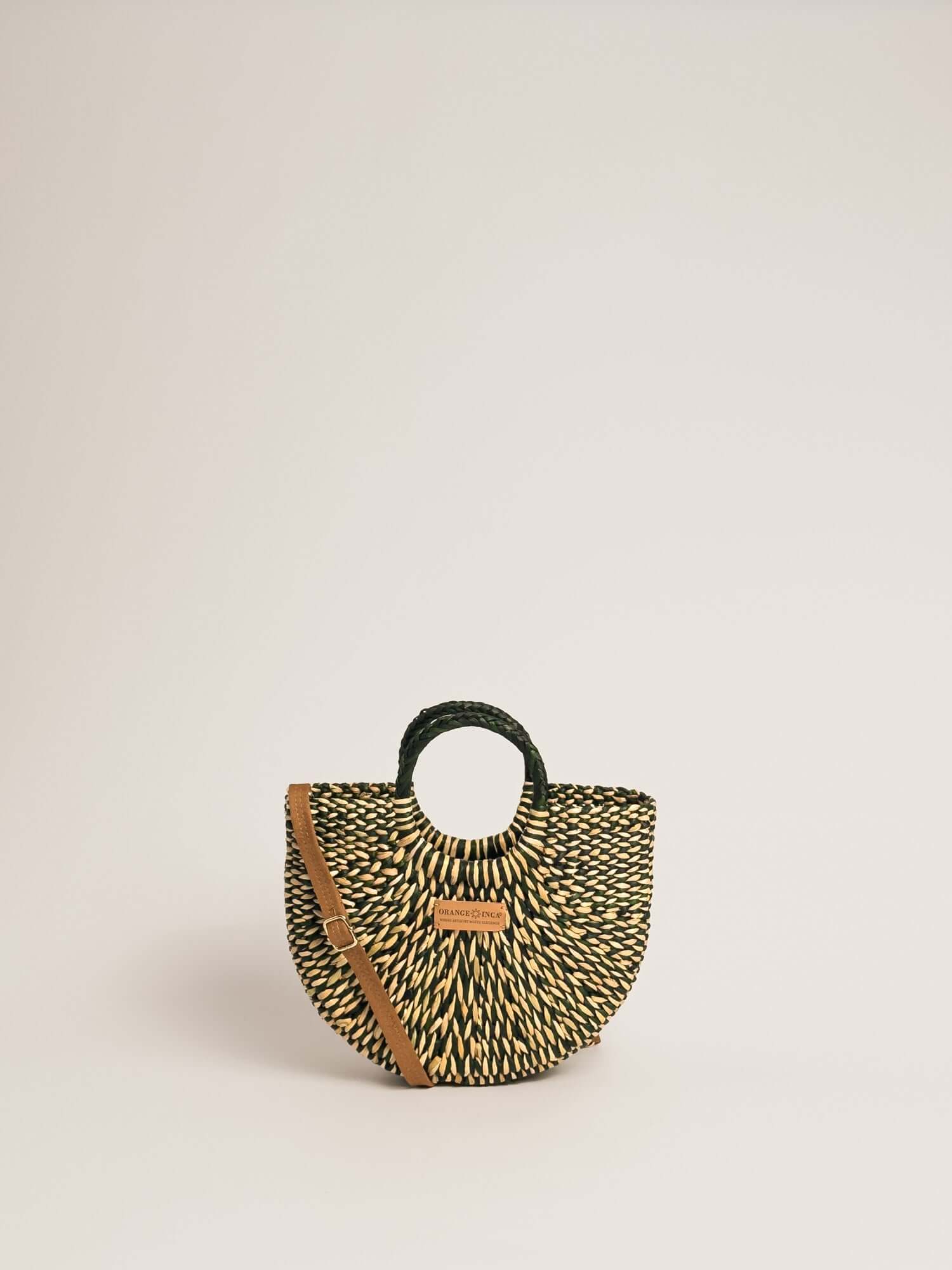 Marbled Olive Green Everyday Crossbody - Straw Summer Bag | Orange Inca